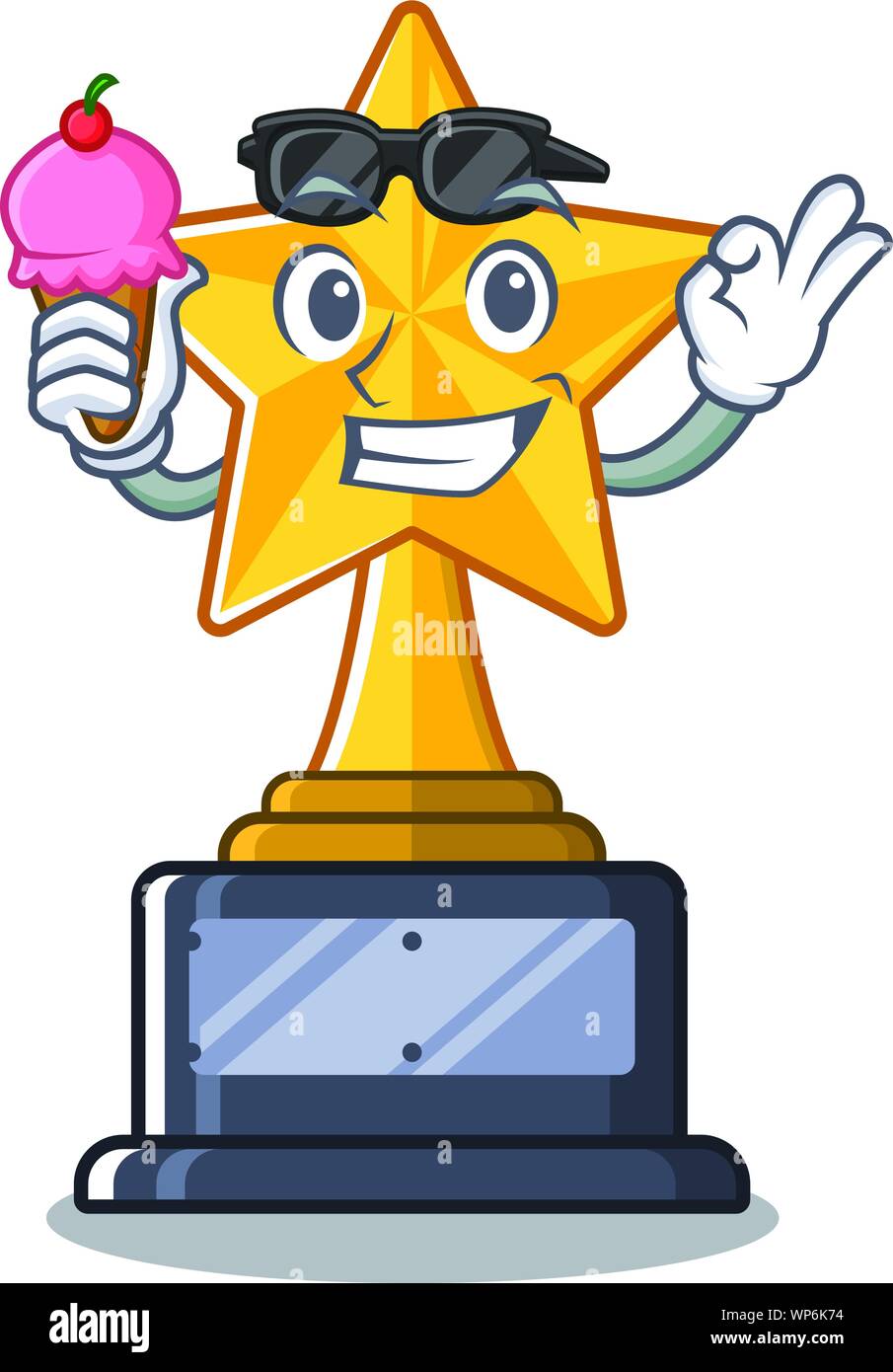 With ice cream star trophy with the character shape Stock Vector Image ...