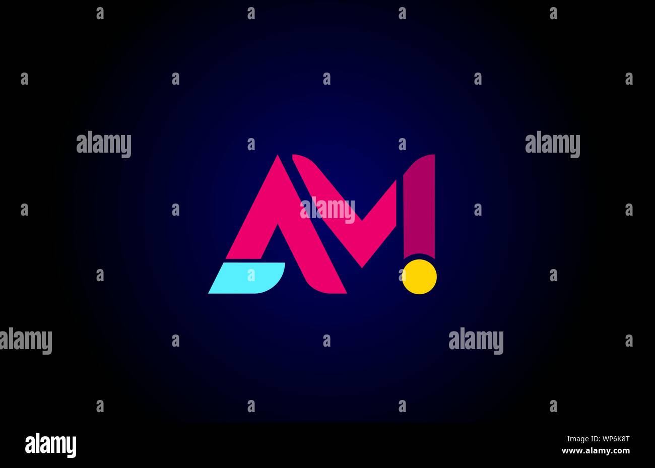 pink blue alphabet letter AM A M combination for company logo. Suitable ...