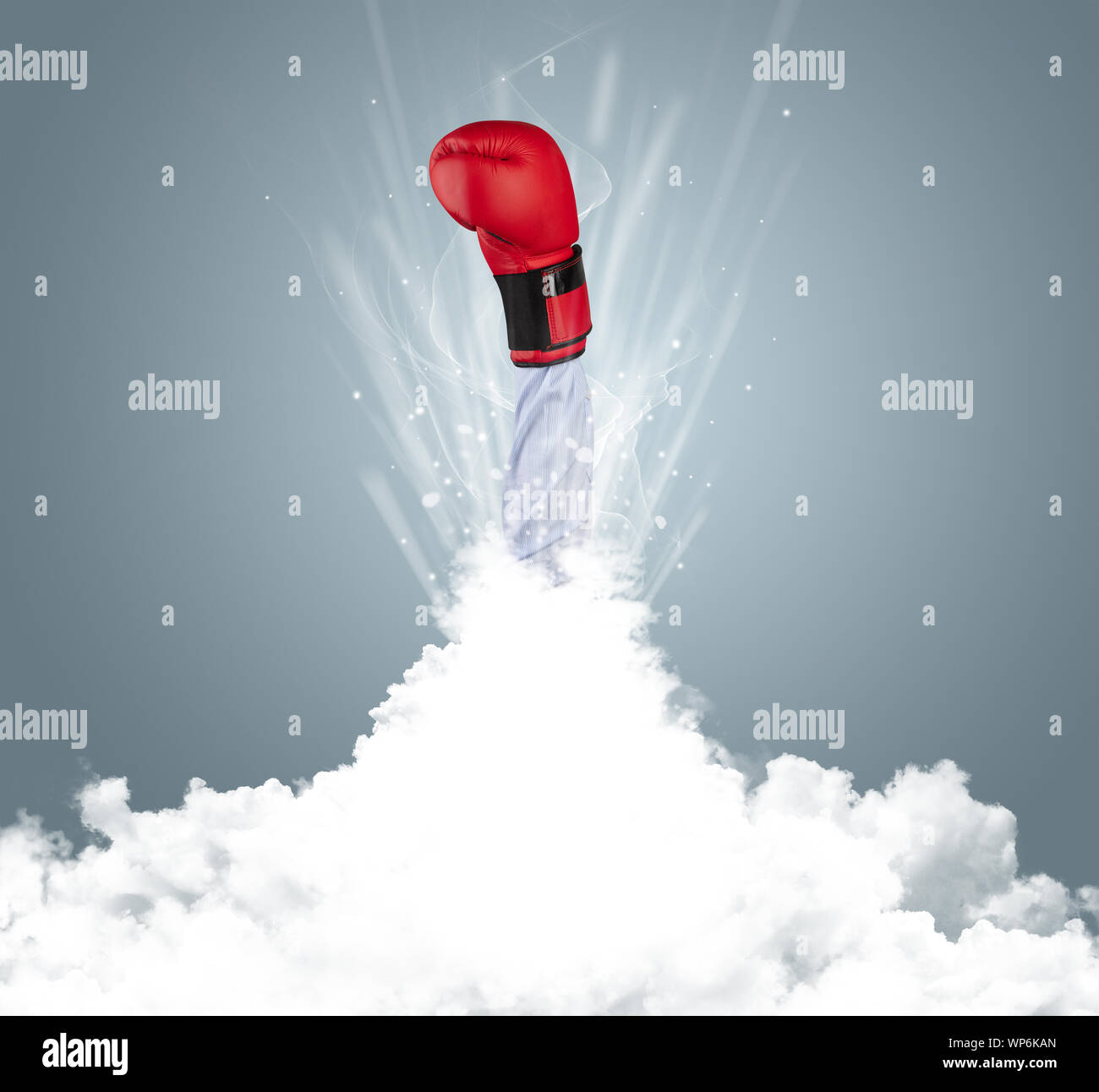 Hand breaking out from cloud Stock Photo - Alamy