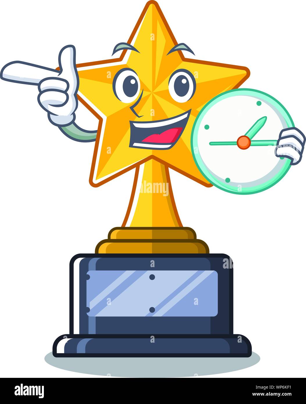 With clock star trophy with the character shape Stock Vector Image ...