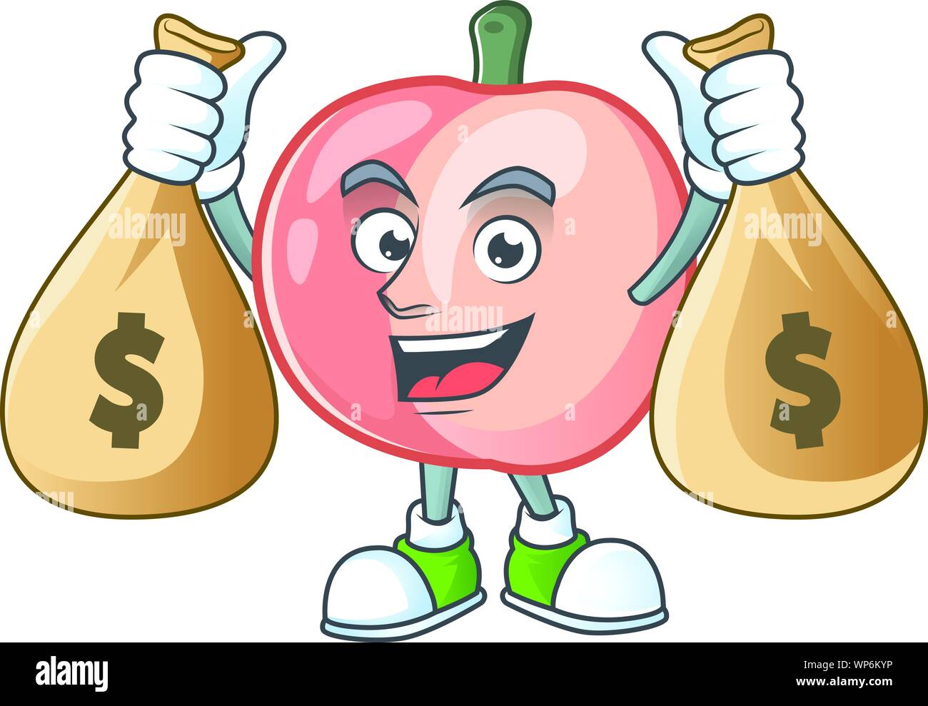 With money bag cartoon peach isolated on white background Stock Vector ...