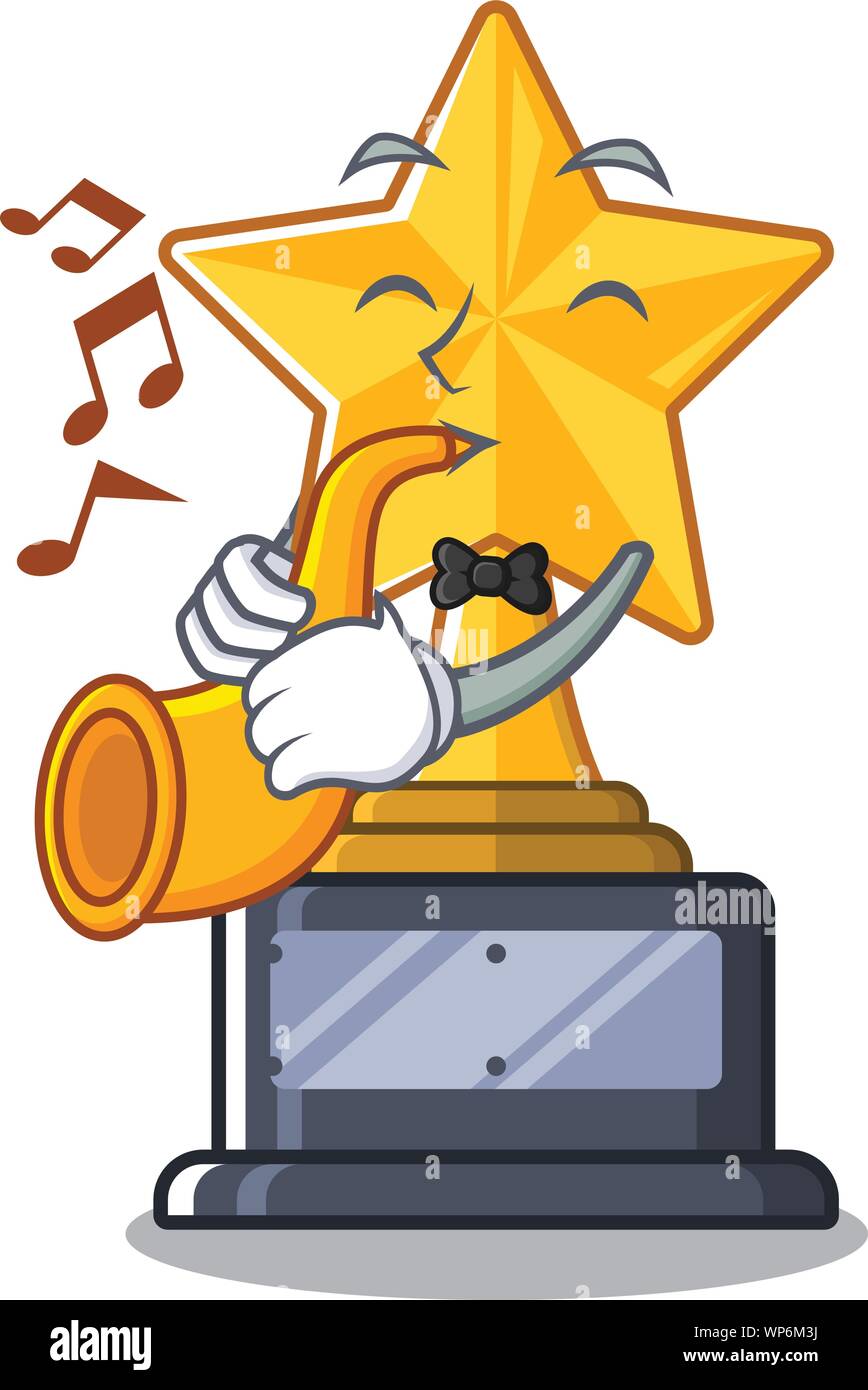 With trumpet star trophy isolated in the cartoon Stock Vector Image ...