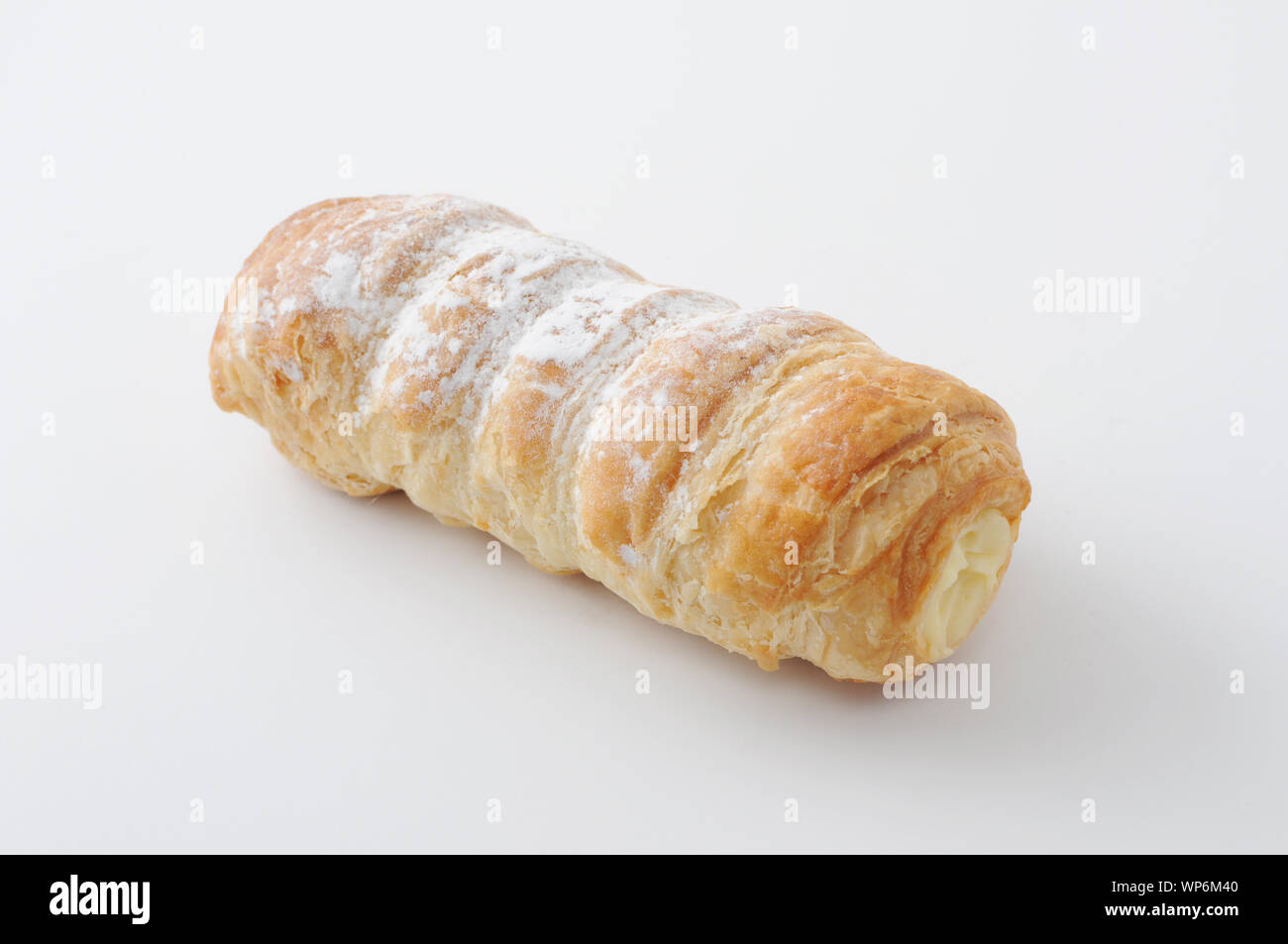 Cannoli cornet with cream pastry closeup isolated on white background ...