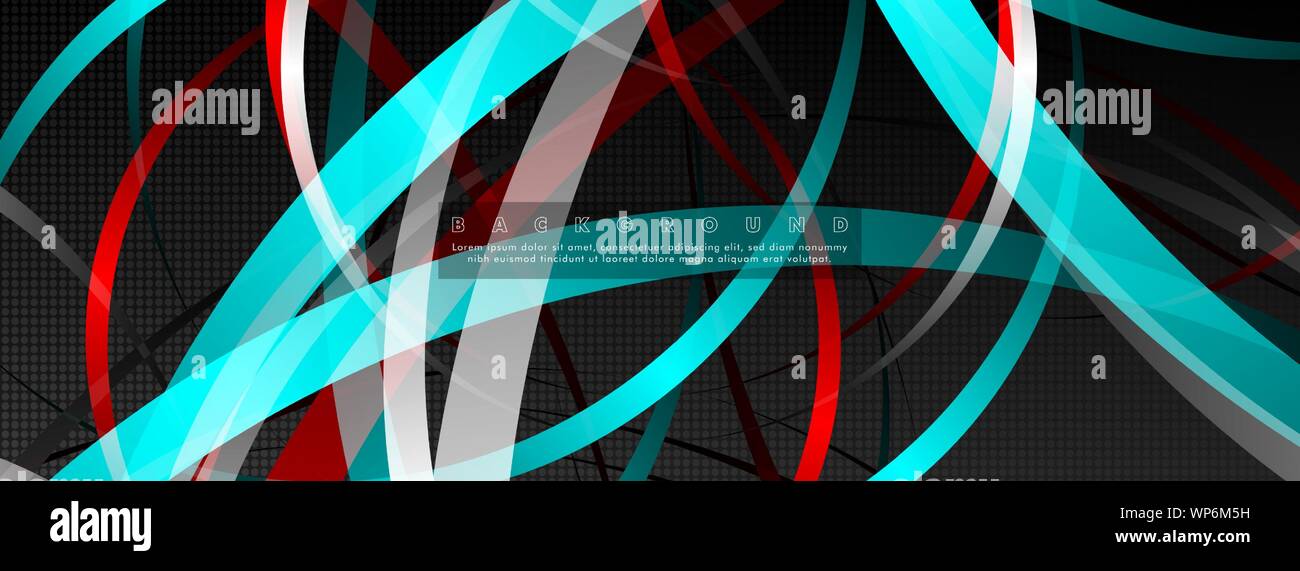 Curved abstract design with the background concept of a dark circle ...