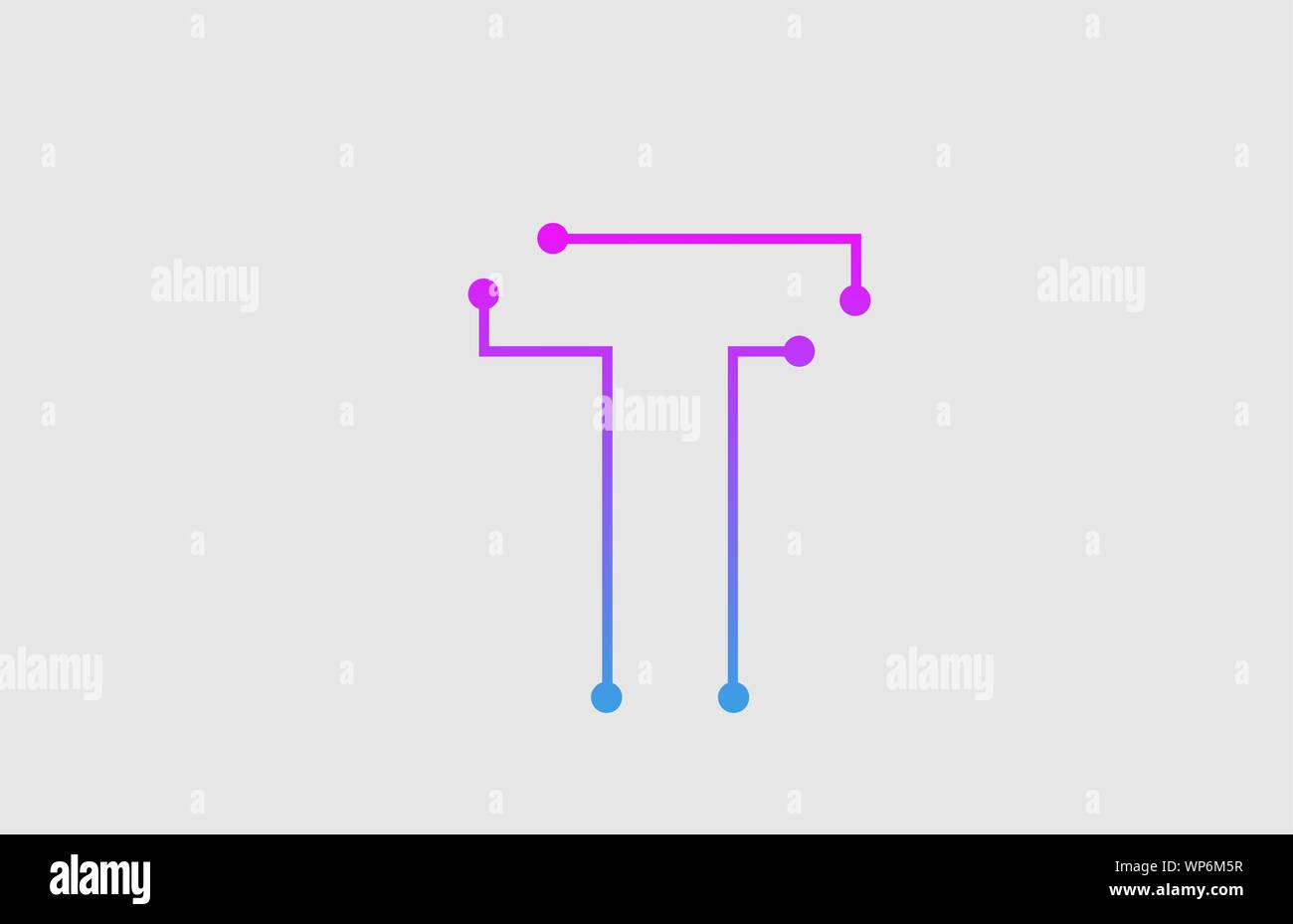 alphabet letter T logo design with colors pink and blue suitable as an ...