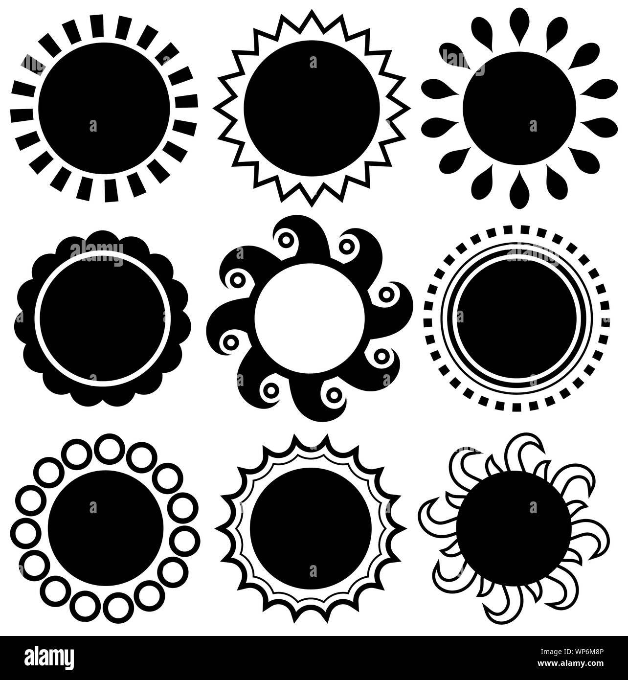 Abstract monochrome sun theme set Stock Vector Image & Art - Alamy