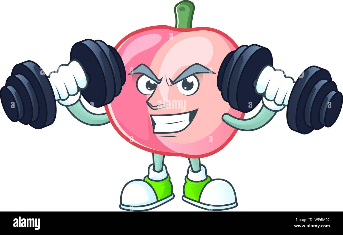 Fitness cartoon peach isolated on white background Stock Vector Image ...