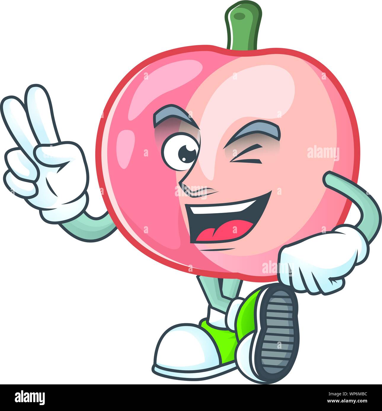 Two finger peach character mascot for cute emoticon Stock Vector Image ...