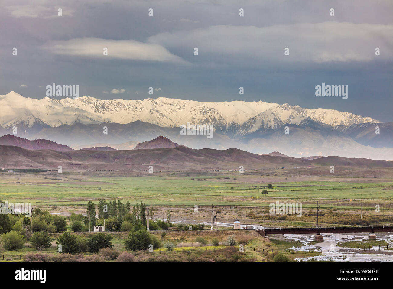 Aras river valley, border with Azerbaijan, East Azerbaijan, Iran Stock ...