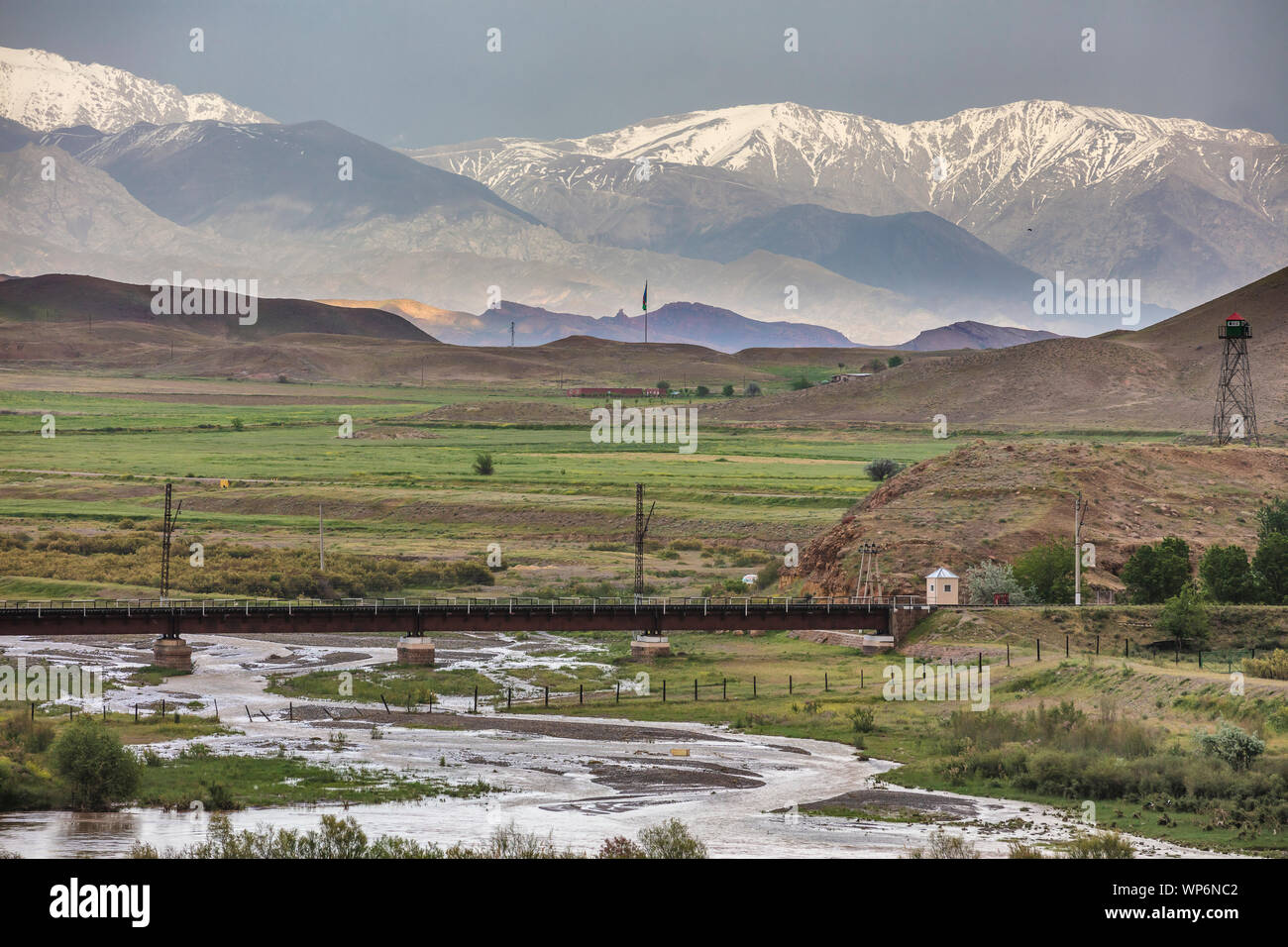 Aras river valley, border with Azerbaijan, East Azerbaijan, Iran Stock ...
