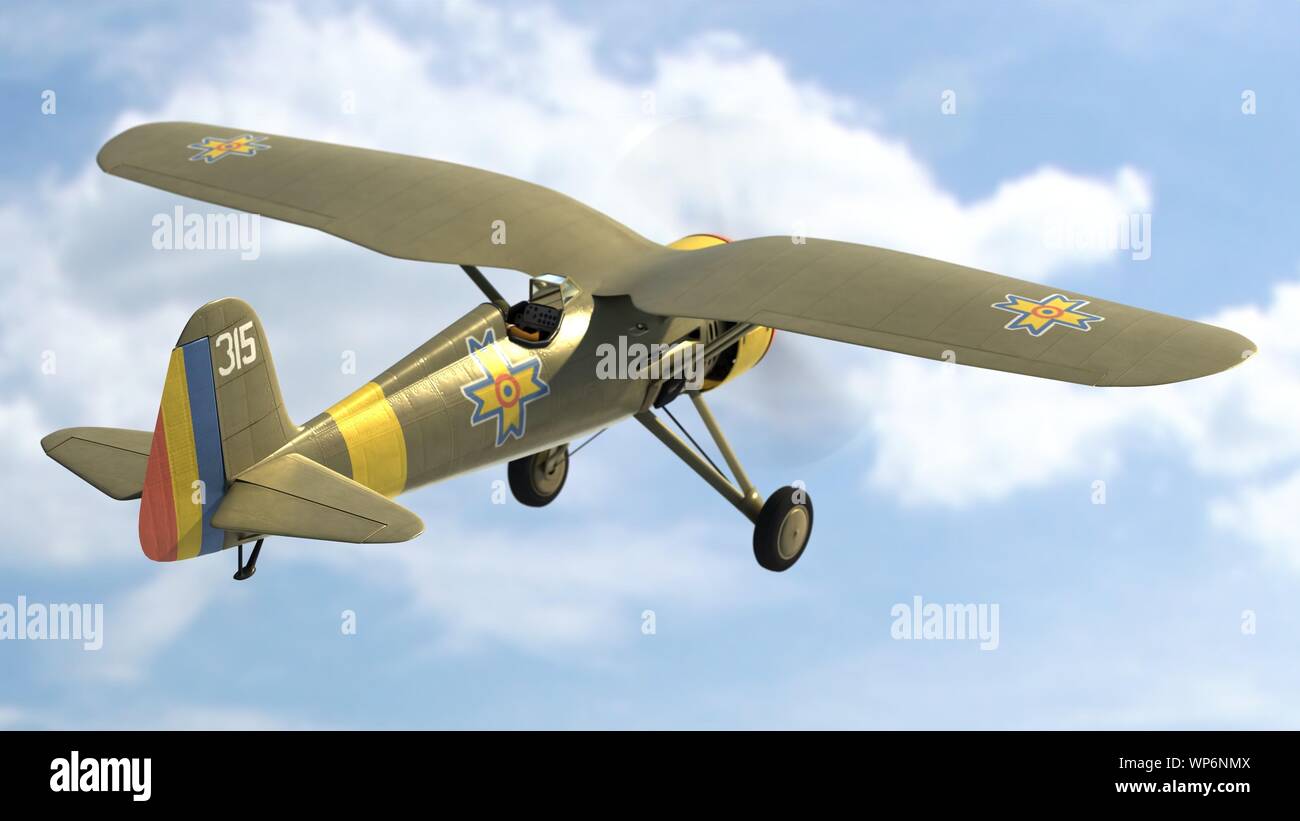 Old Polish fighter PZL P-11c in Romania color Stock Photo - Alamy