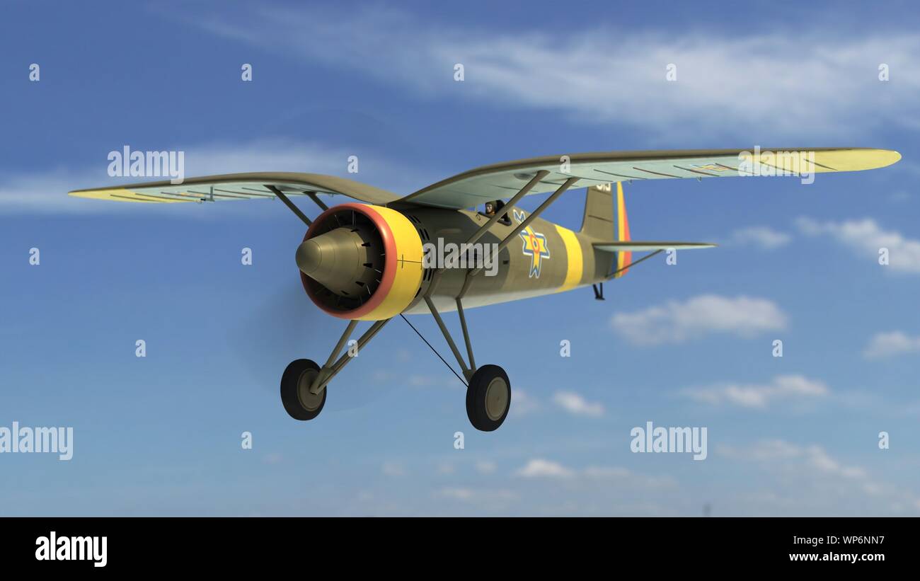 Old Polish fighter PZL P-11c in Romania color Stock Photo - Alamy