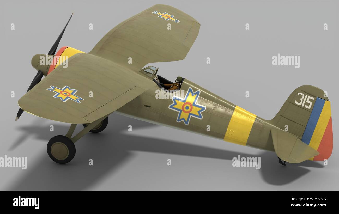 Old Polish fighter PZL P-11c in Romania color Stock Photo - Alamy
