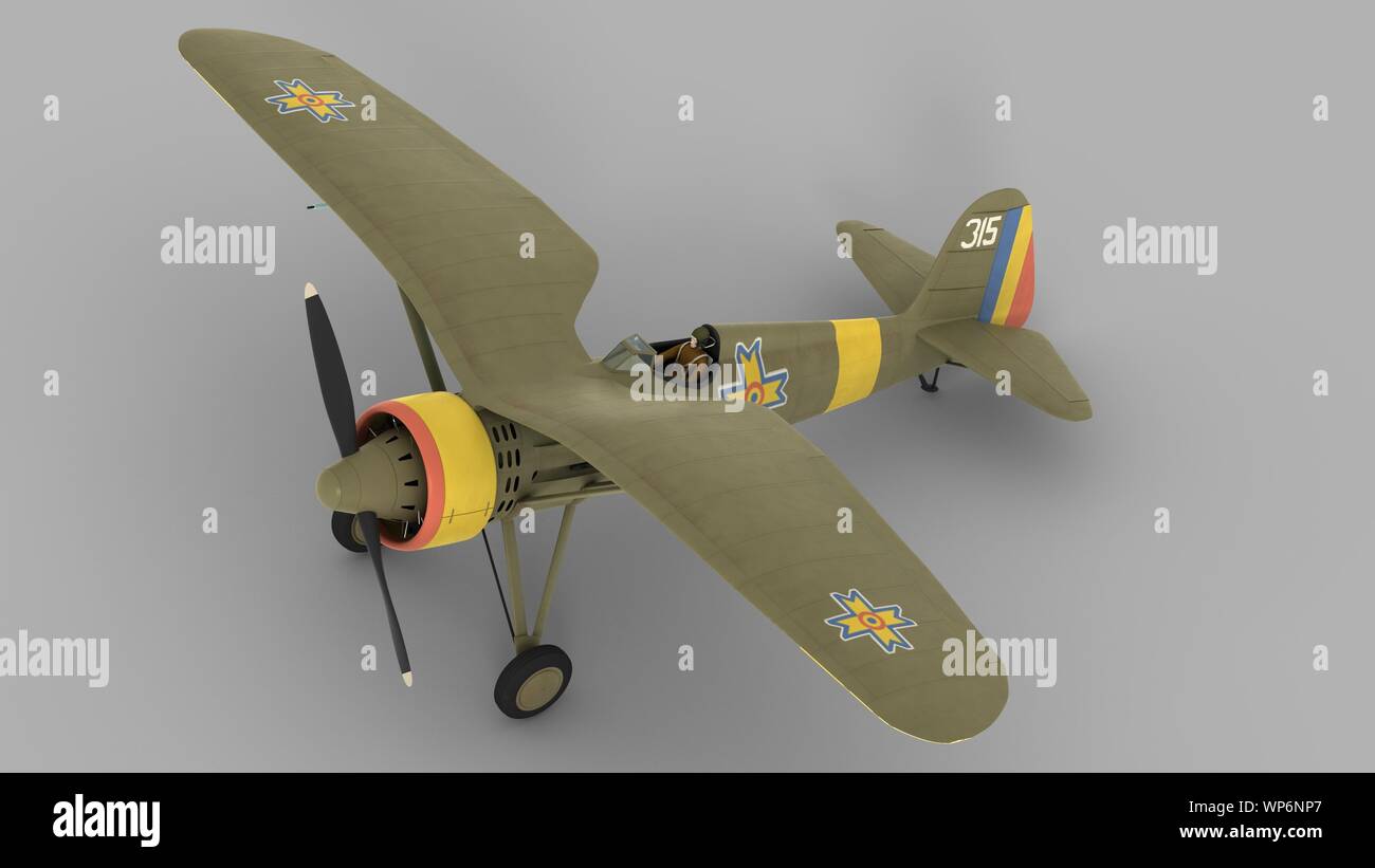 Old Polish fighter PZL P-11c in Romania color Stock Photo - Alamy