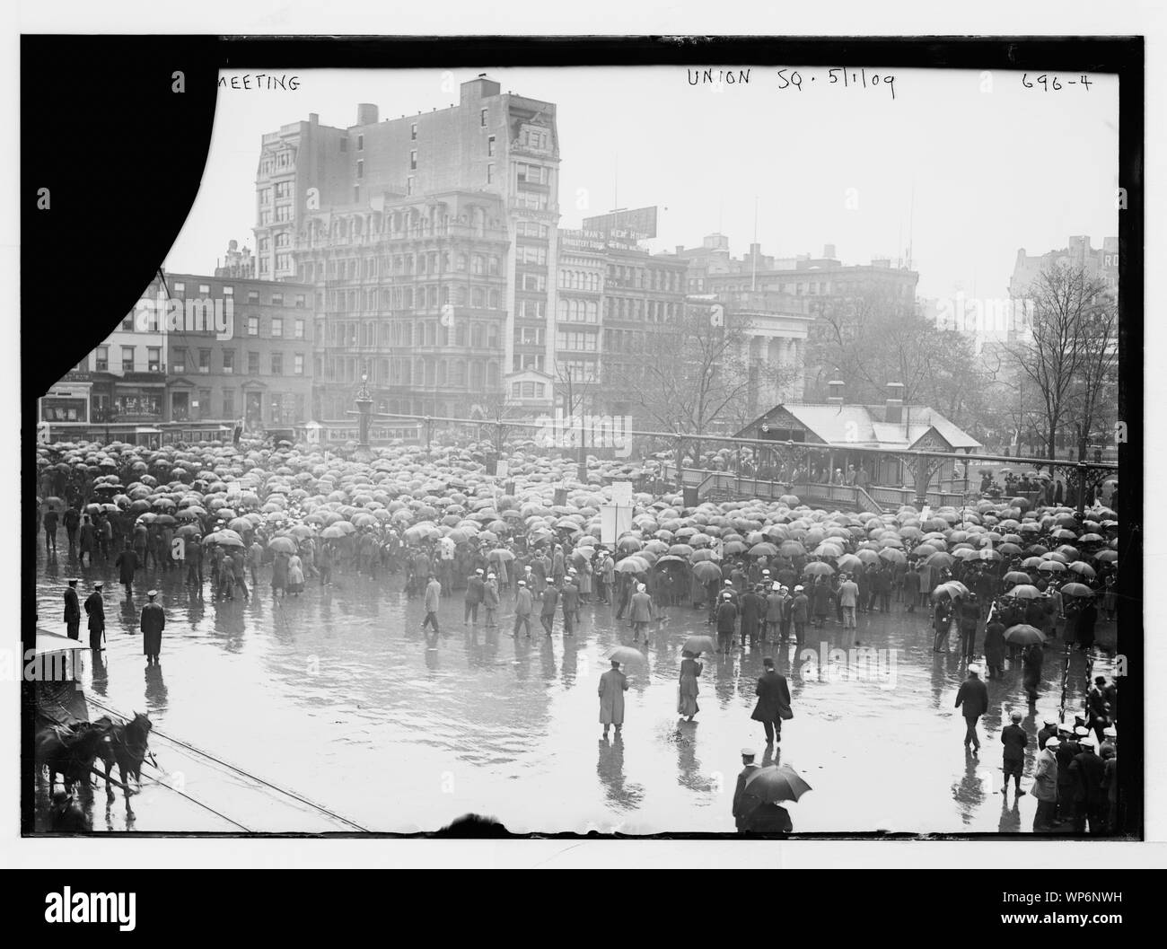 Labor Day meeting in Union Square, in rain, New York Stock Photo - Alamy