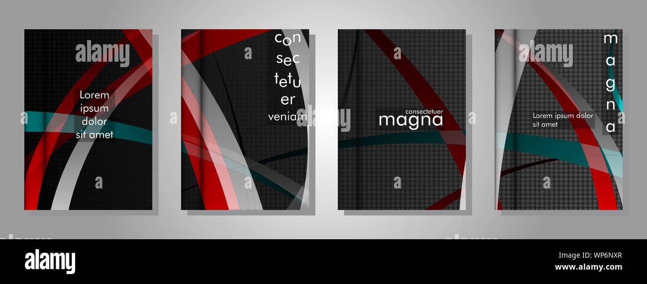 book cover collection. design with a colorful ribbon pattern on a metal ...