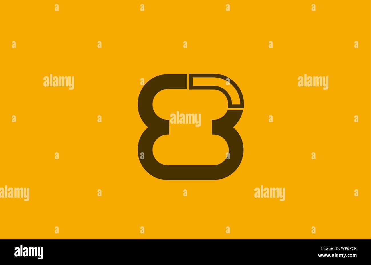 number 8 yellow brown line for company logo icon. Suitable as logotype ...