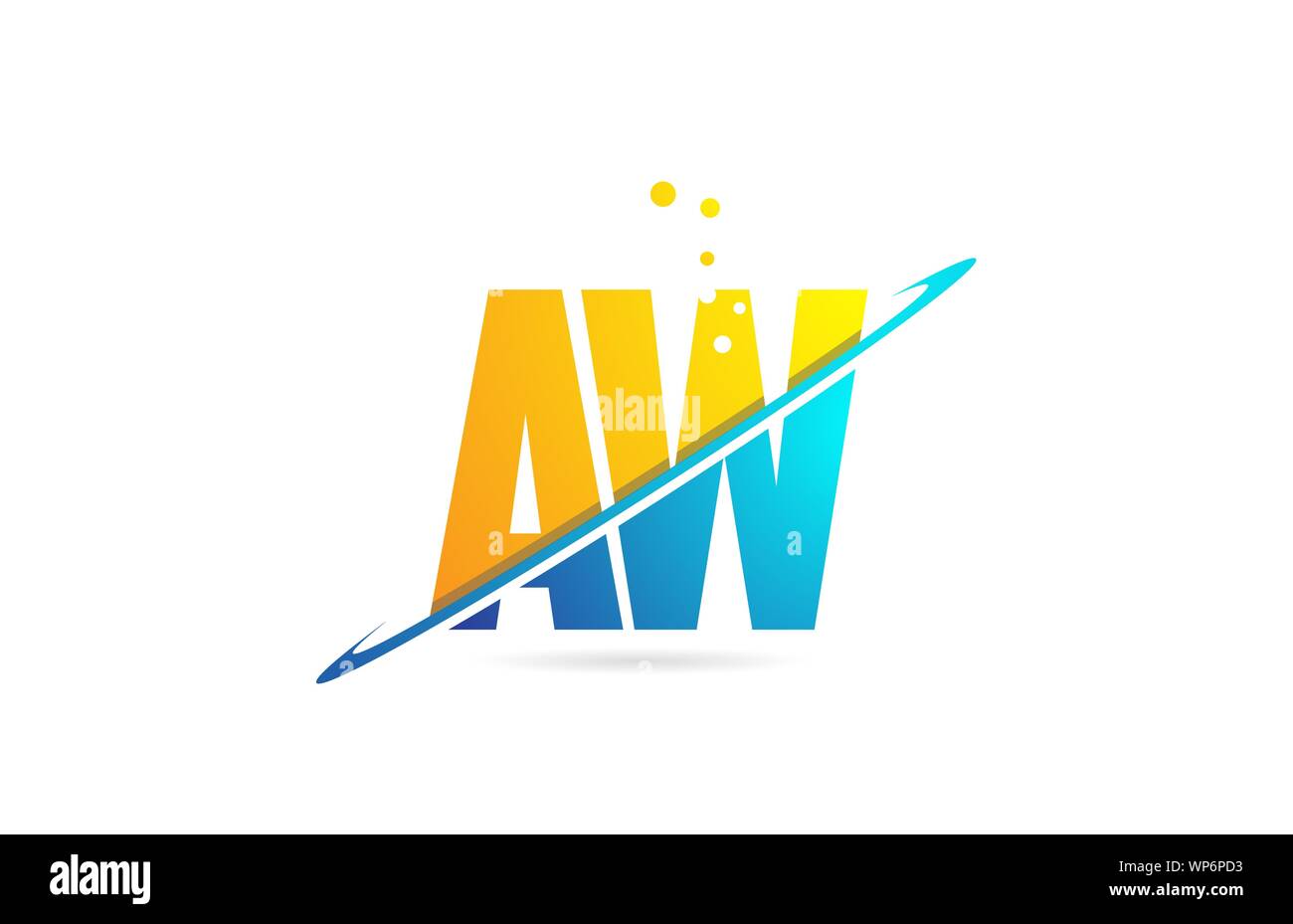 alphabet letter AW A W combination in blue and orange colors suitable ...