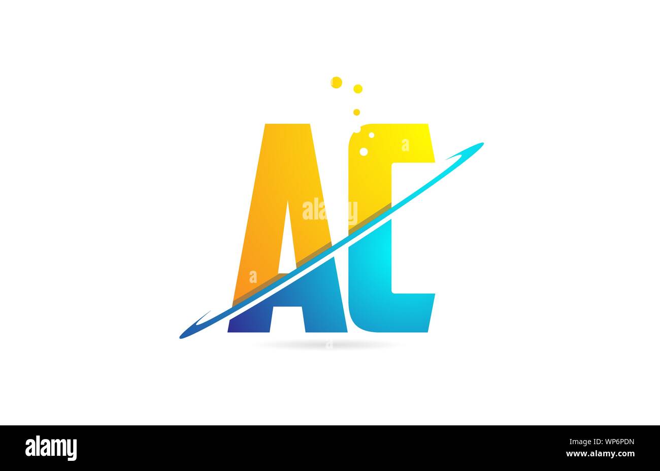 alphabet letter AC A C combination in blue and orange colors suitable ...