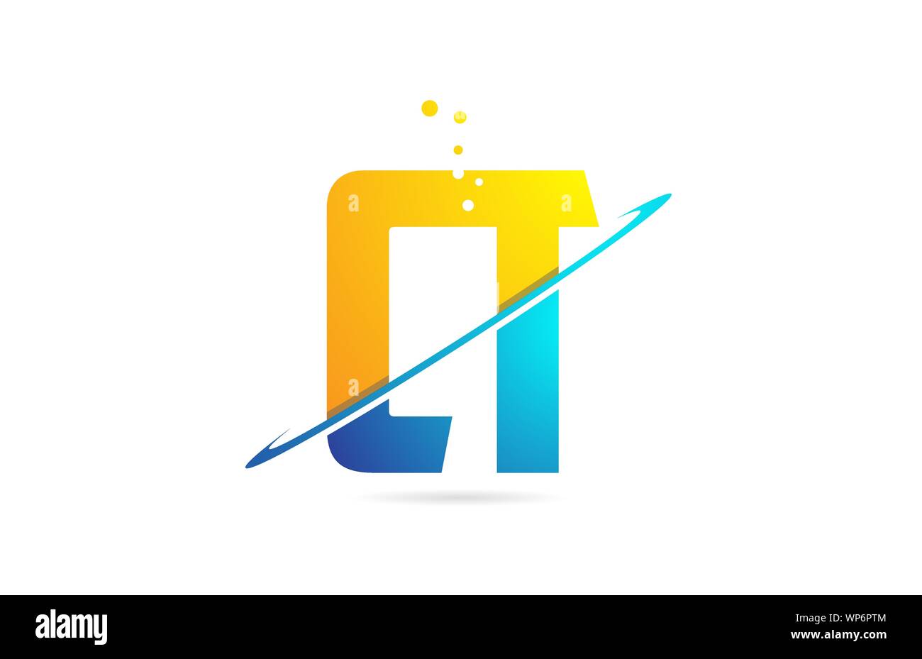 alphabet letter CT C T combination in blue and orange colors suitable ...