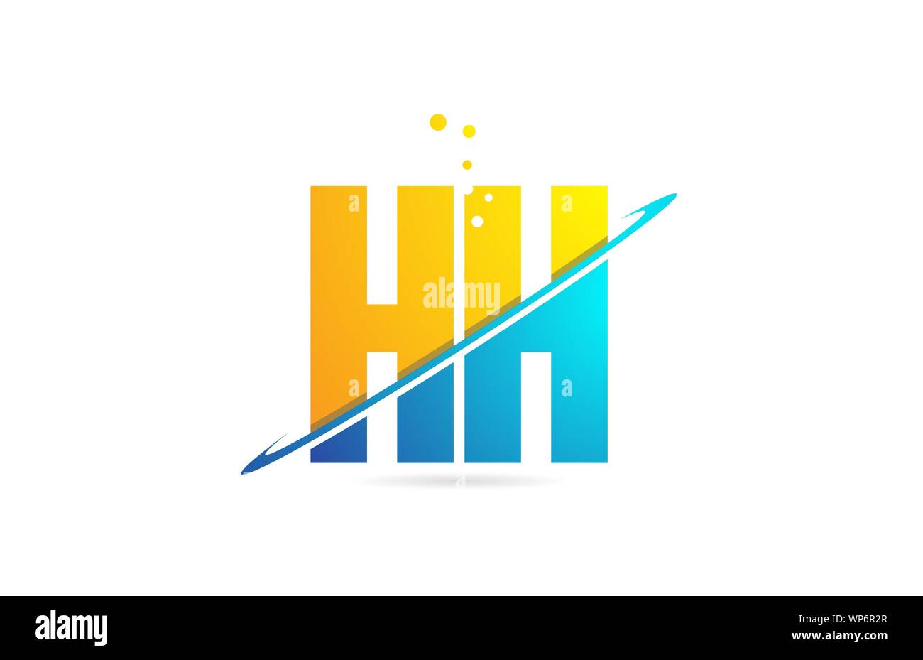 alphabet letter HH H H combination in blue and orange colors suitable ...