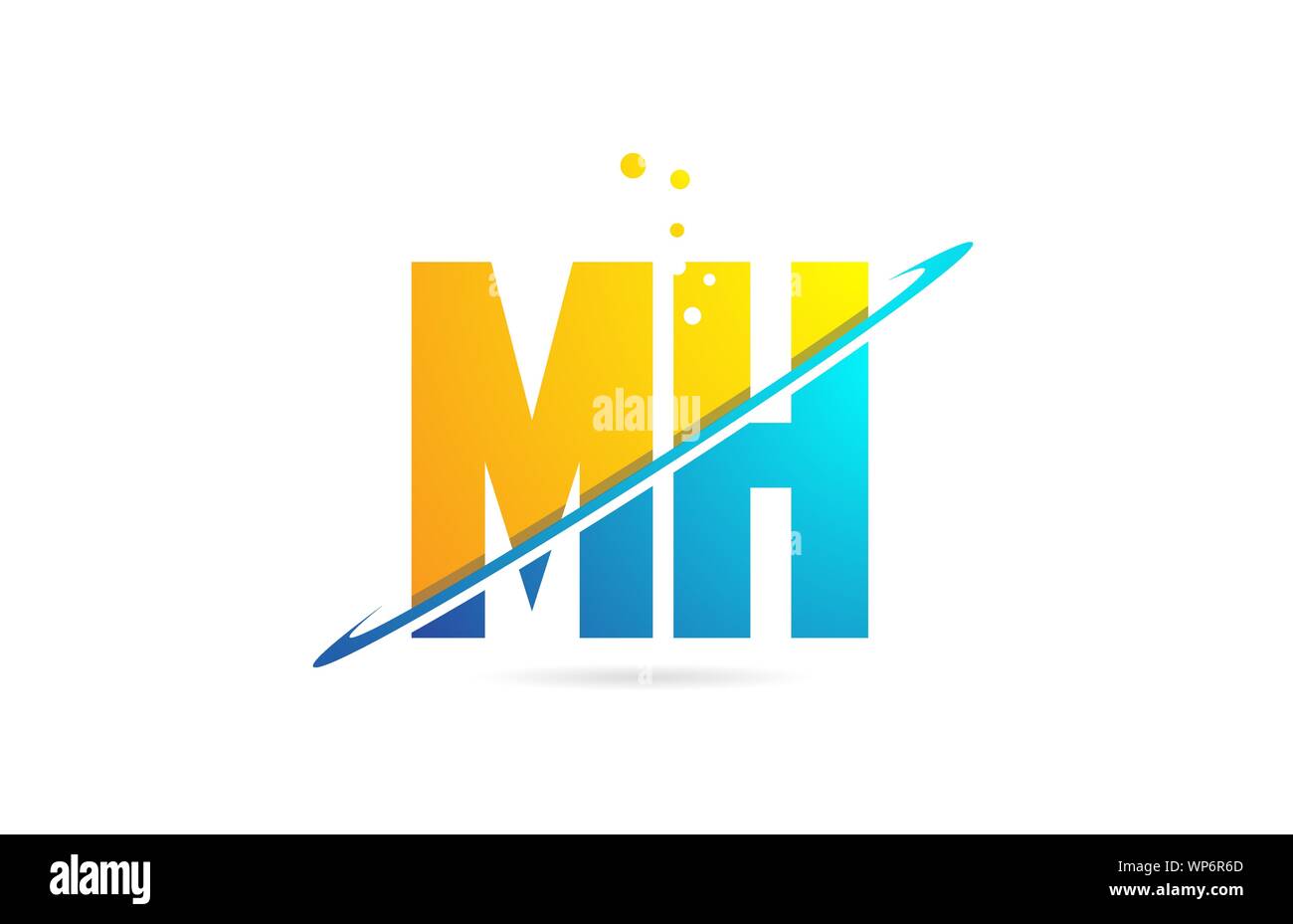 alphabet letter MH M H combination in blue and orange colors suitable ...