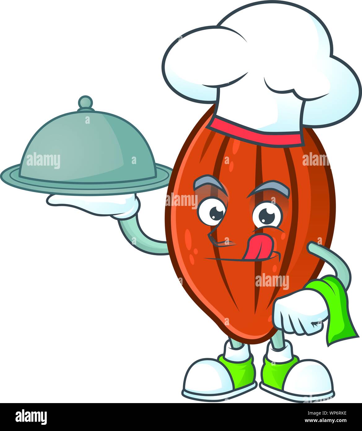Chef with food choco almond cartoon character on white background Stock ...