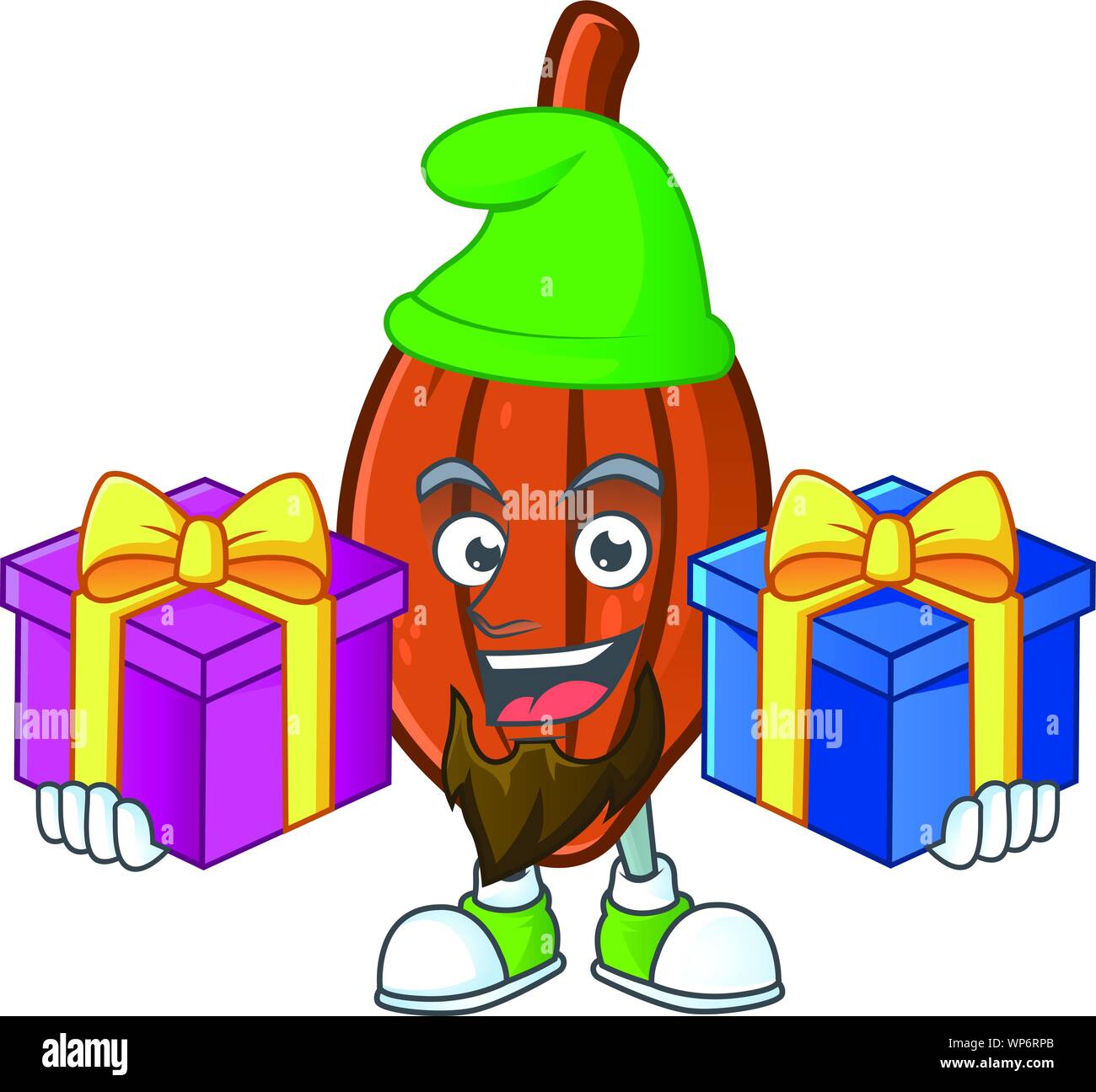 Bring two gifts cartoon choco with character mascot style Stock Vector ...