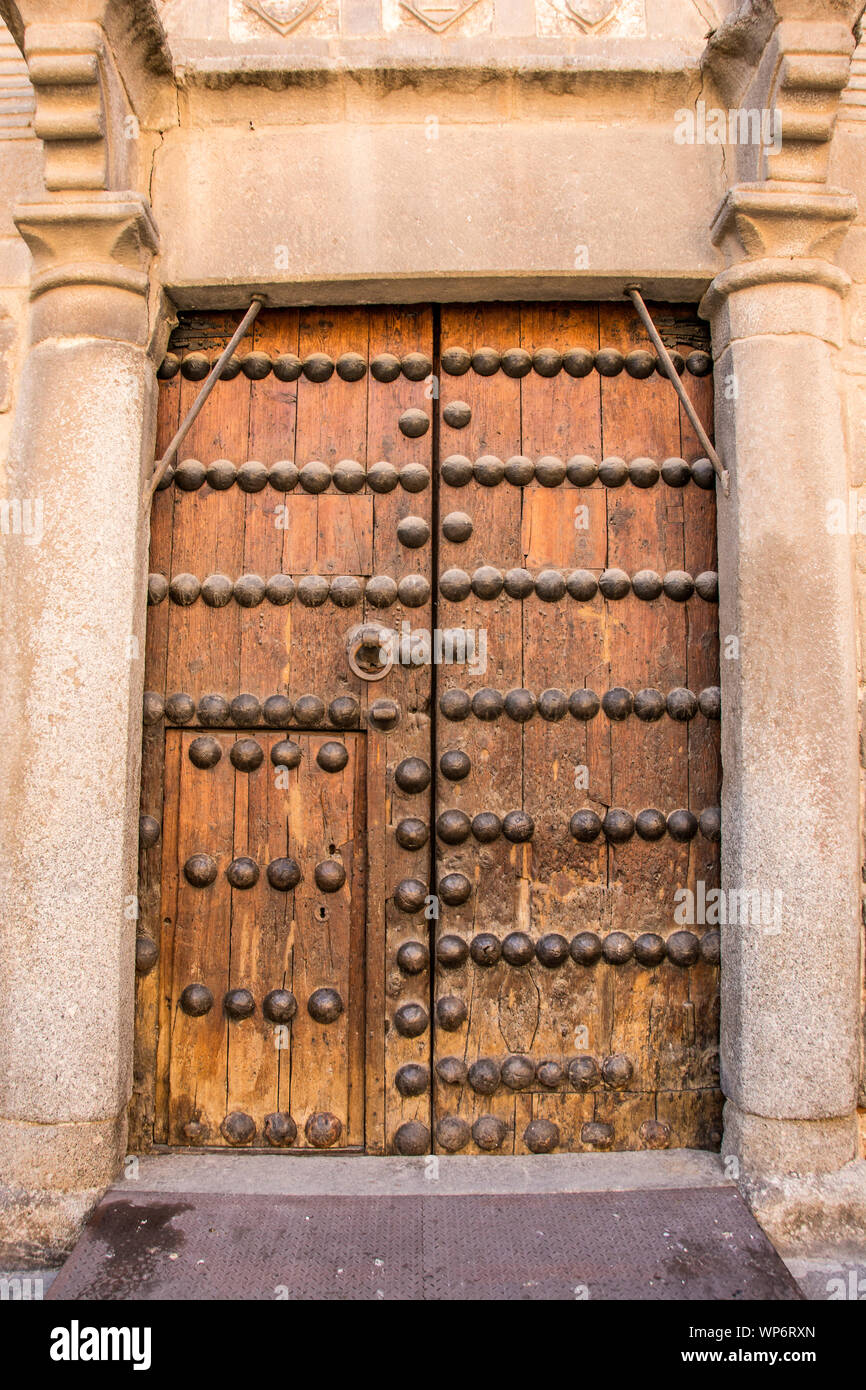 A Moor influenced rectangle wood door, Toledo, Spain Stock Photo - Alamy