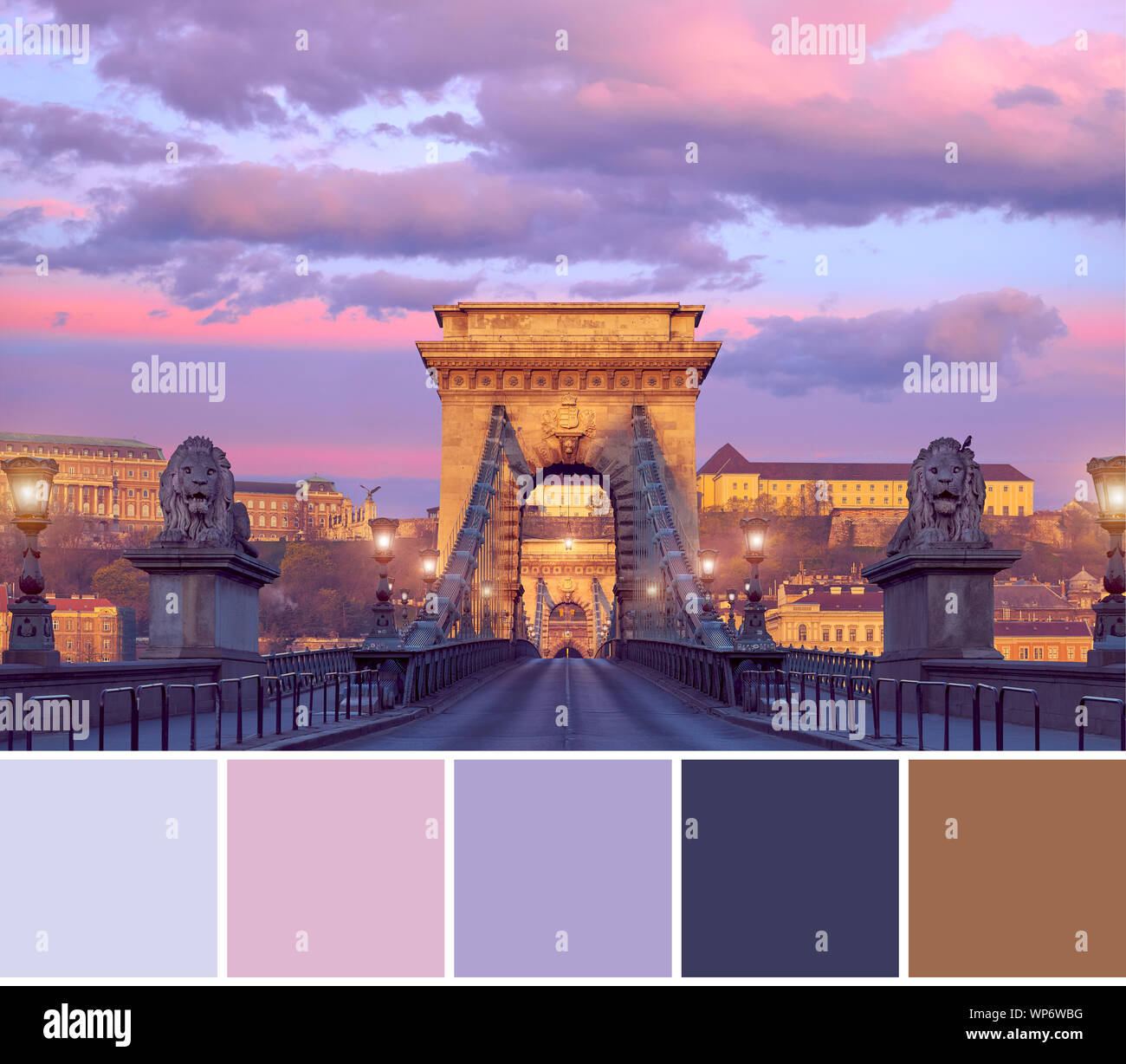 Color matching palette from image of Budapest Castle and famous Chain ...