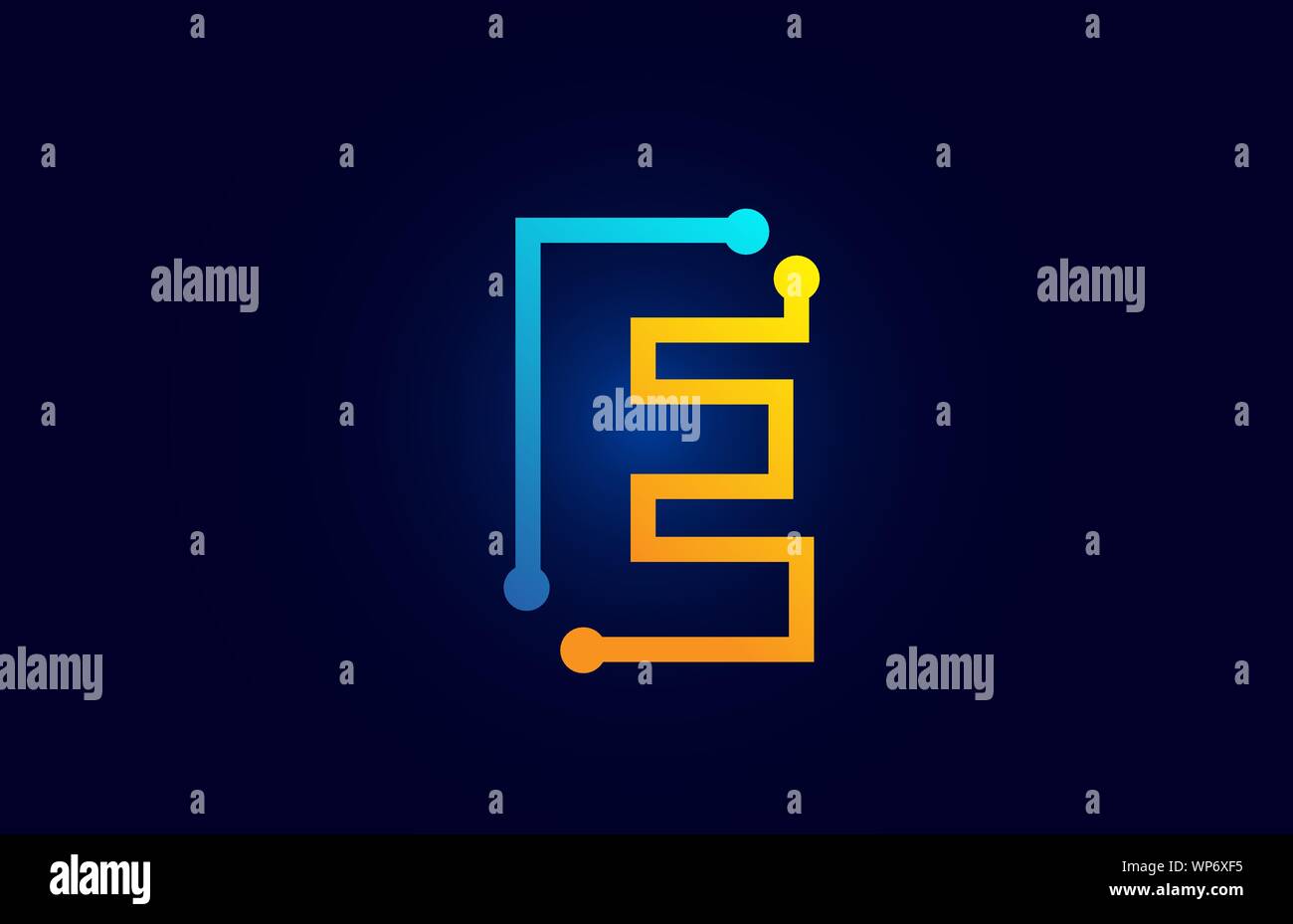 blue and orange letter E alphabet logo icon design suitable as a ...