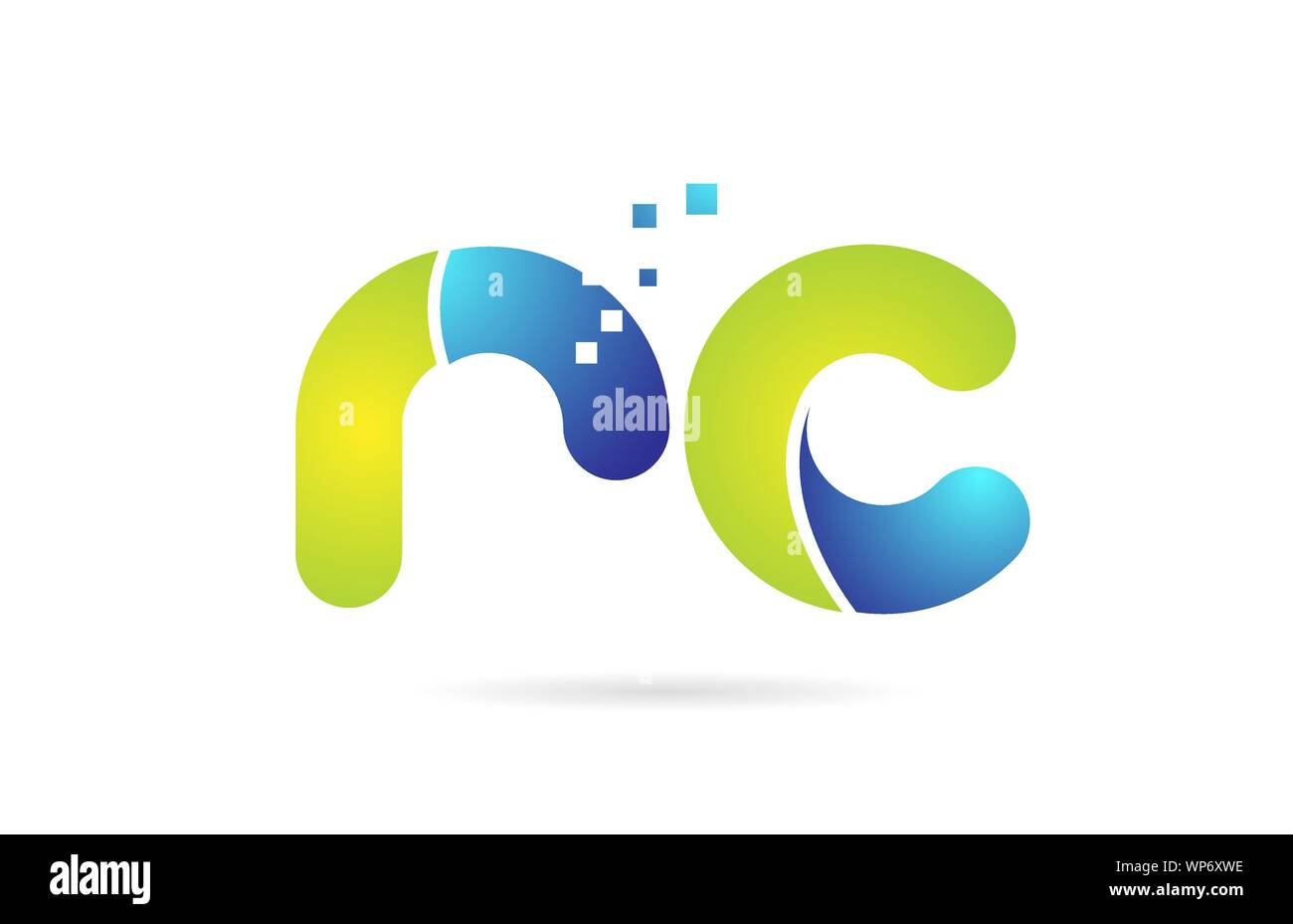 rc r c blue green alphabet combination letter logo design suitable for ...