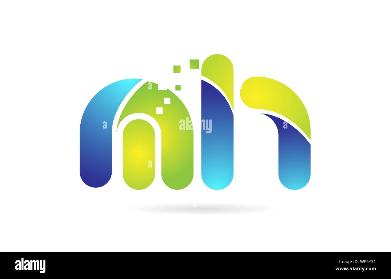 mh m h blue green alphabet combination letter logo design suitable for ...