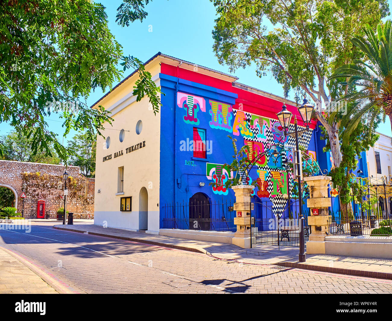 Gibraltar, UK - June 29, 2019. Principal facade of the Inces Hall ...