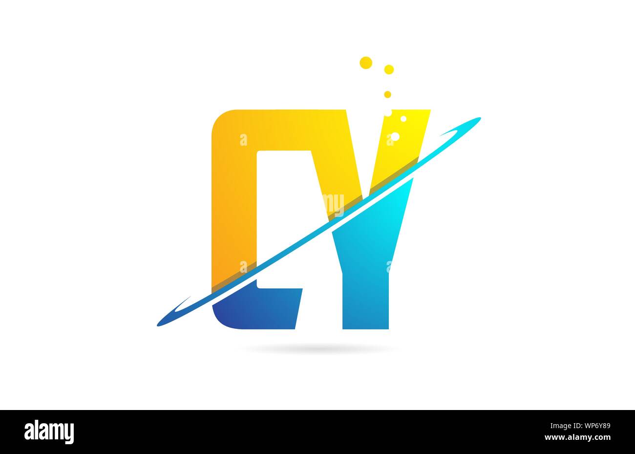 alphabet letter CY C Y combination in blue and orange colors suitable ...