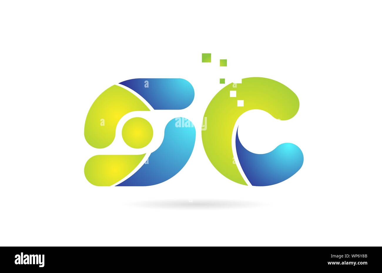 sc s c blue green alphabet combination letter logo design suitable for ...