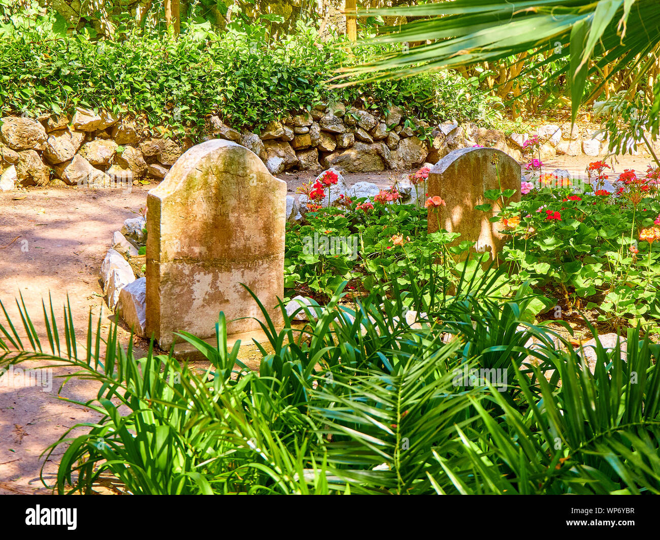 Trafalgar Cemetery in the British Overseas Territory of Gibraltar. UK ...