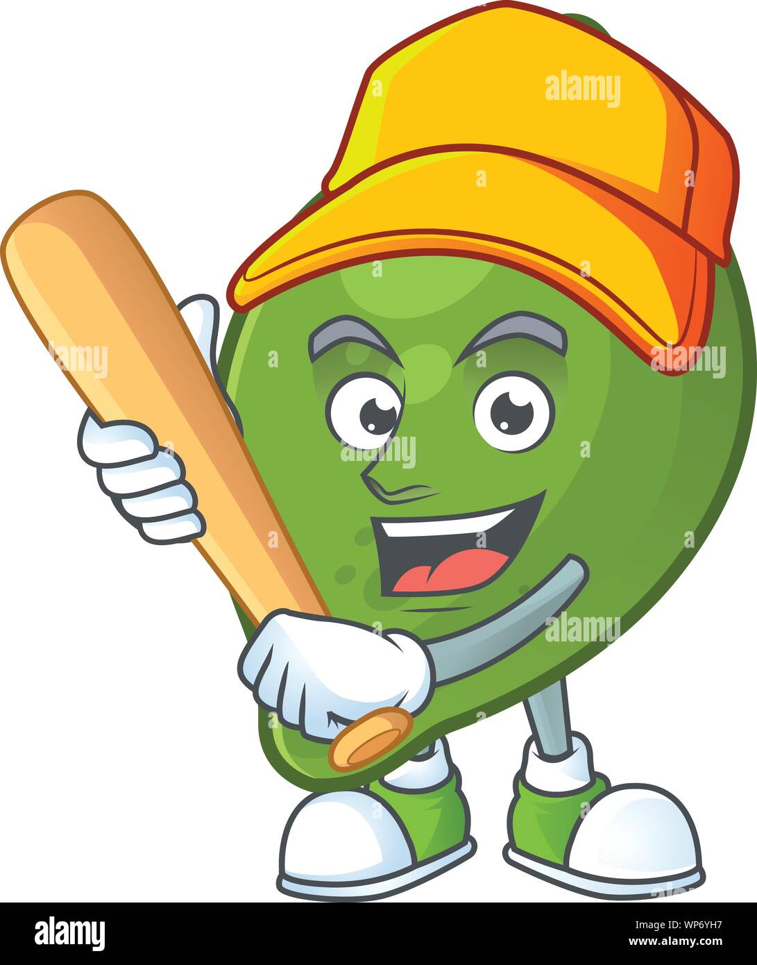 Playing baseball lime fruit character on white background Stock Vector ...
