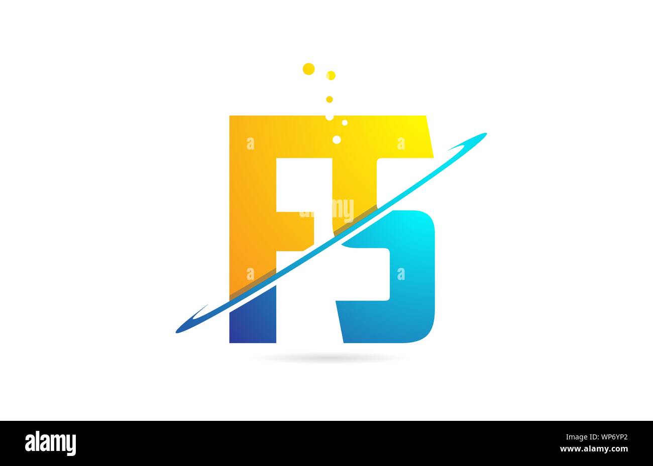 alphabet letter FS F S combination in blue and orange colors suitable ...