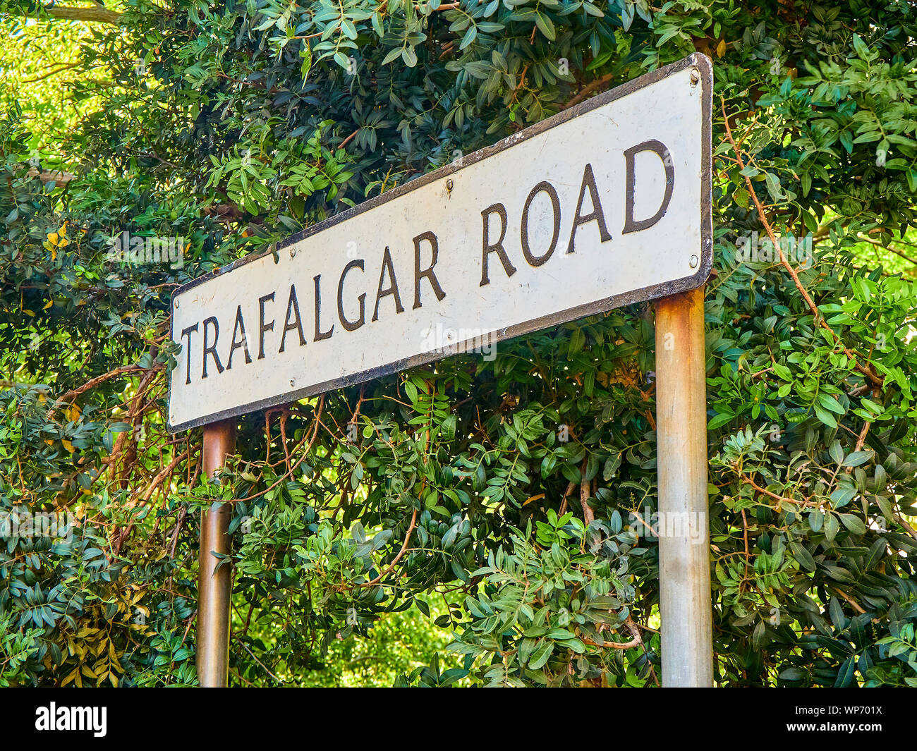 Trafalgar road sign of the Trafalgar Cemetery in the British Overseas ...