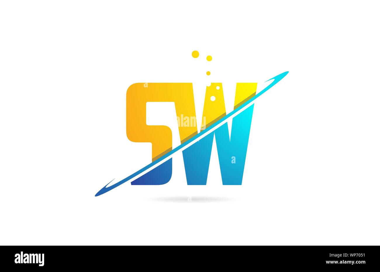 alphabet letter SW S W combination in blue and orange colors suitable ...