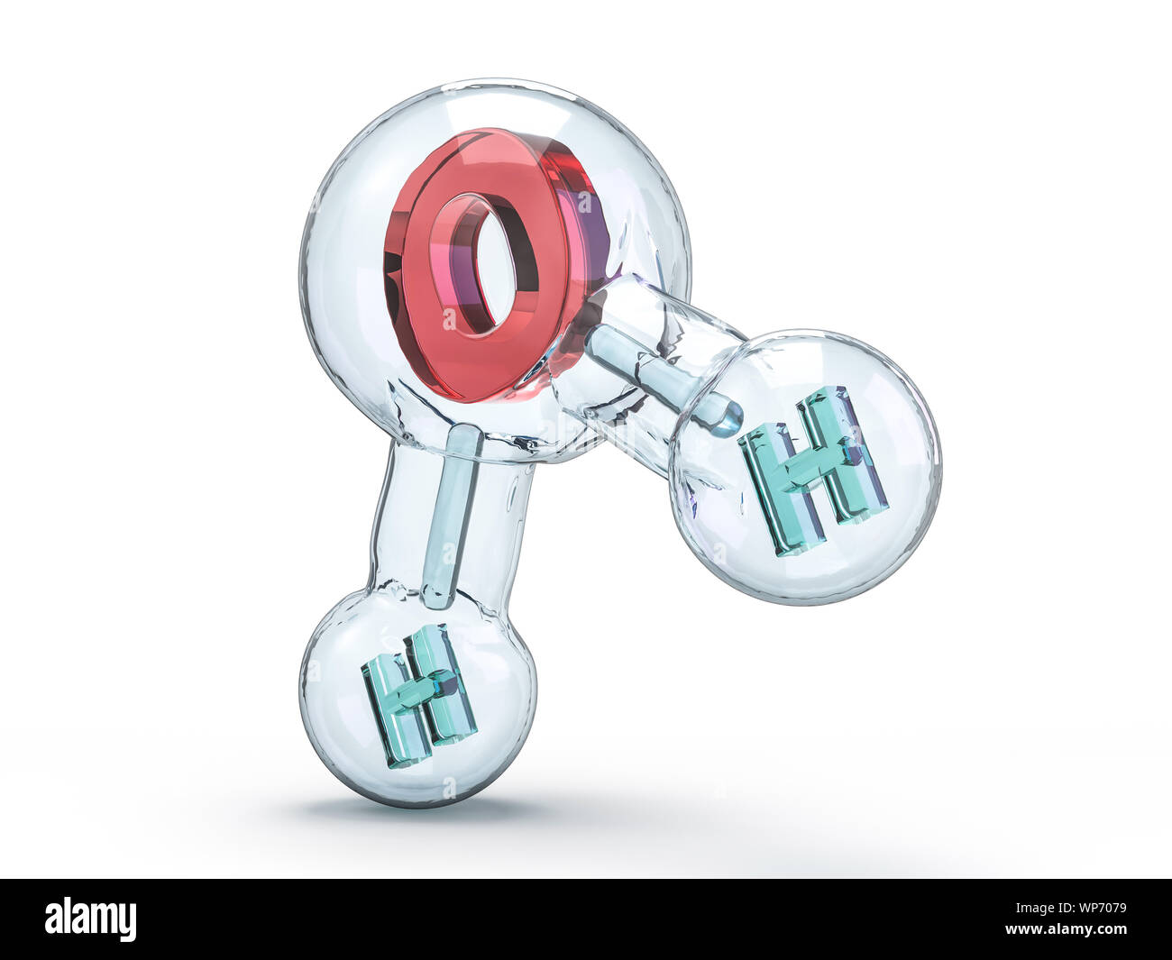 Water molecule. Ecology, biology and biochemistry concept. 3D rendering ...