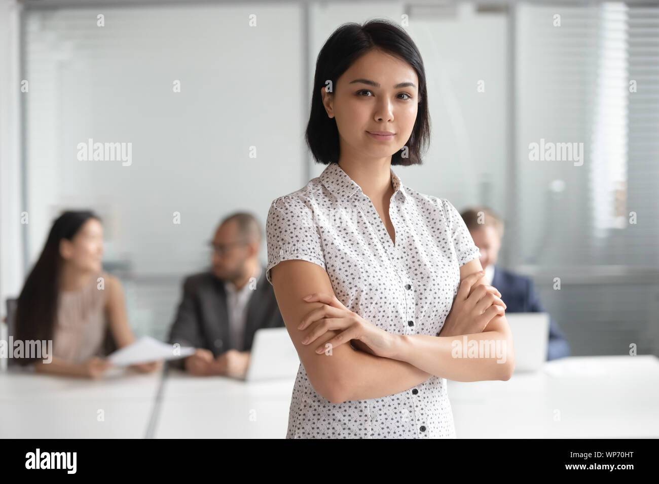 Confident serious pleasant korean female executive manager portrait ...