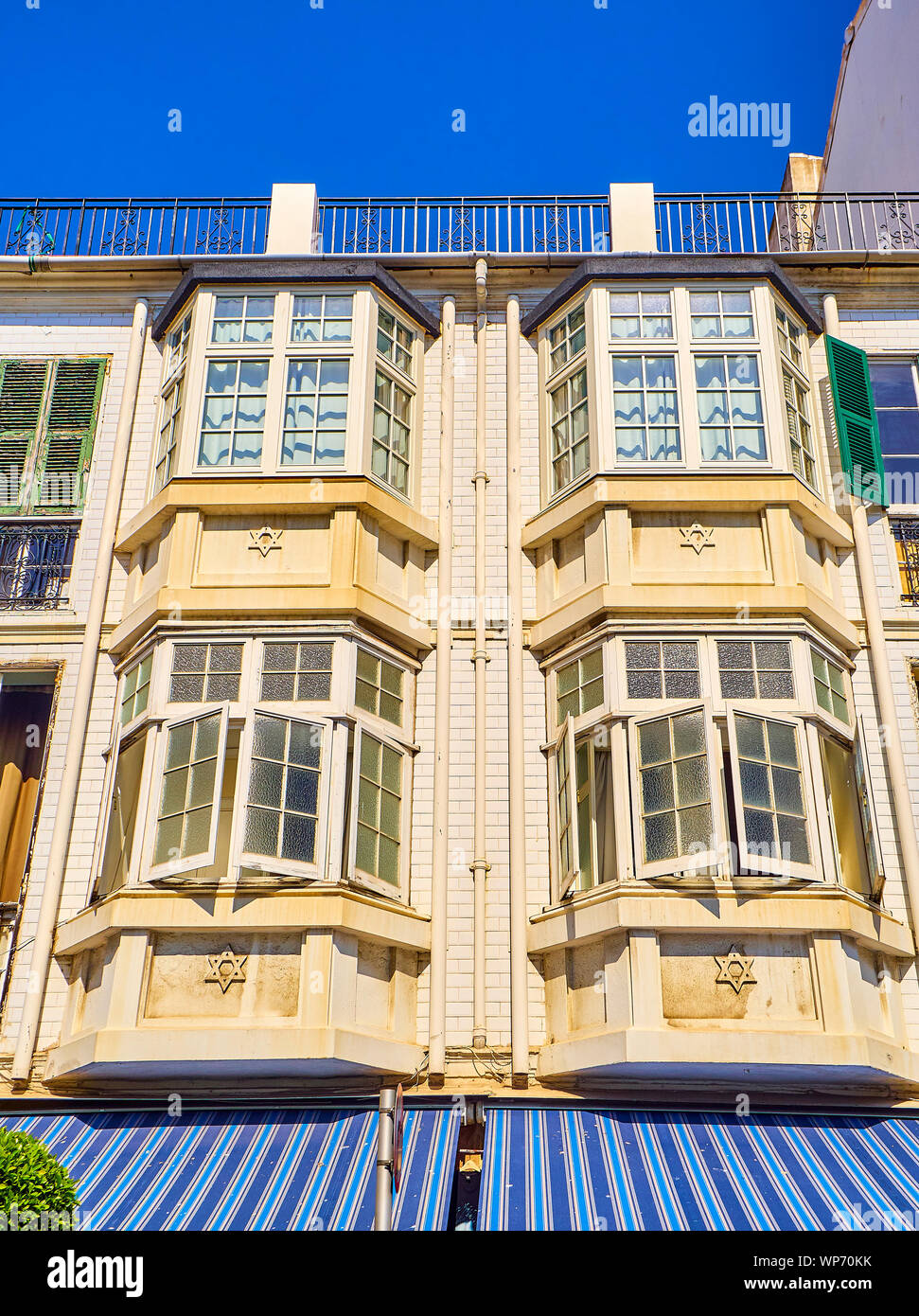 A typical building of Gibraltar downtown. View from Main street ...