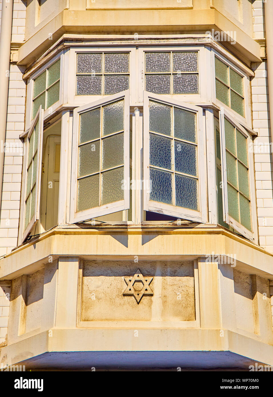 A typical building of Gibraltar downtown. View from Main street ...