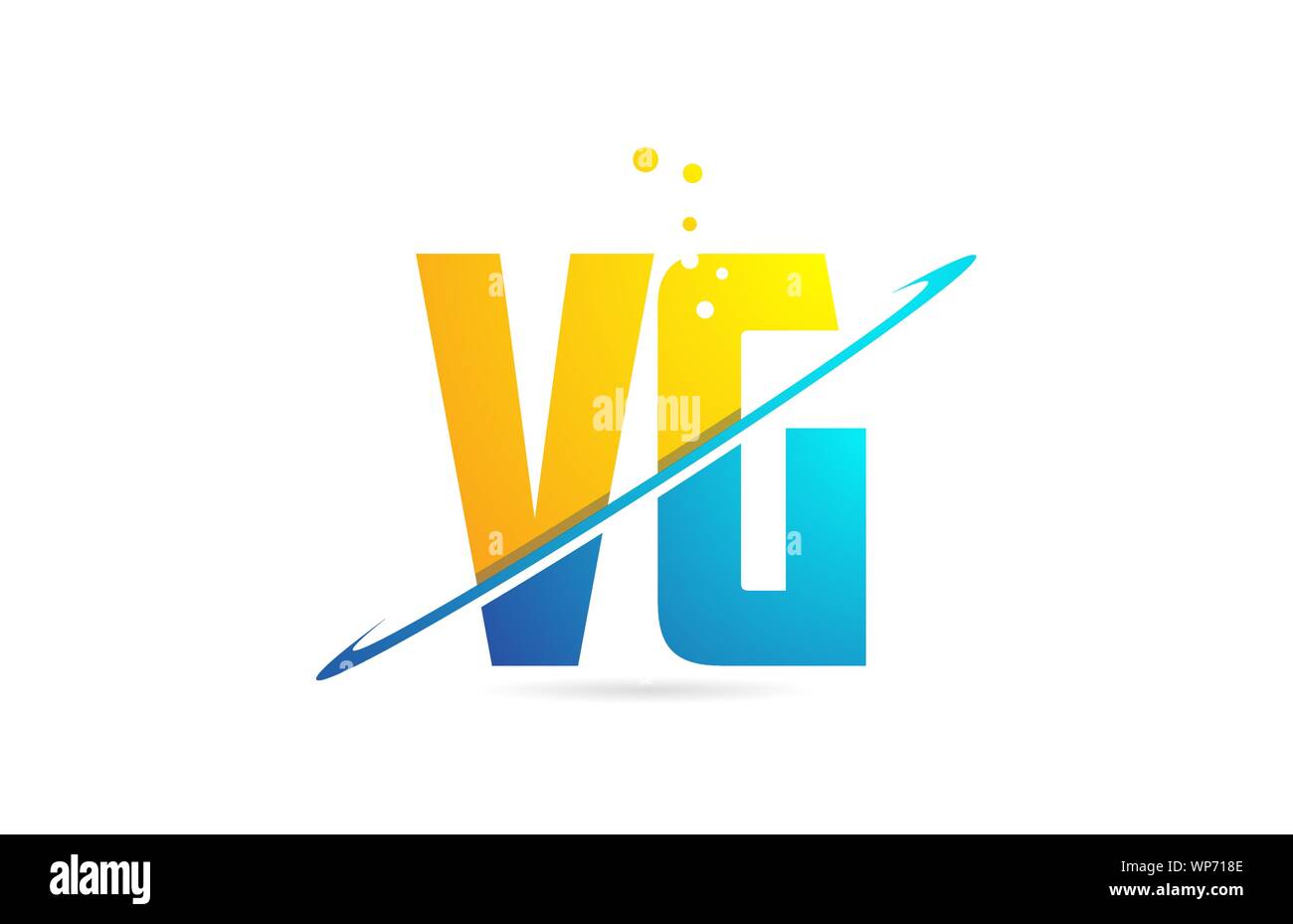 alphabet letter VG V G combination in blue and orange colors suitable ...