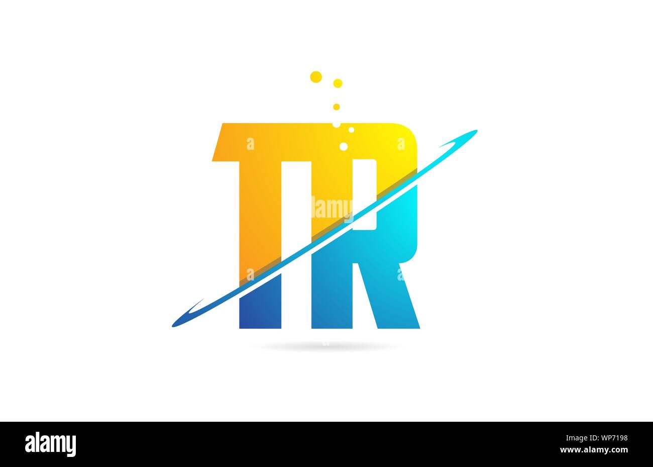 alphabet letter TR T R combination in blue and orange colors suitable ...