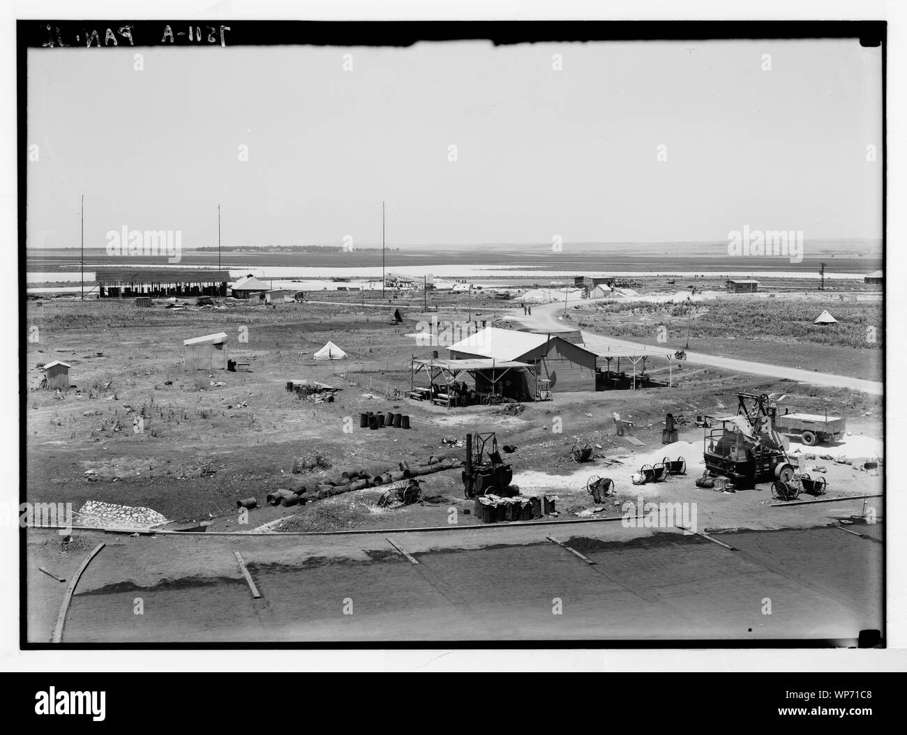 Landing ground from top of hanger in two sections [Lydda Airport] Stock ...