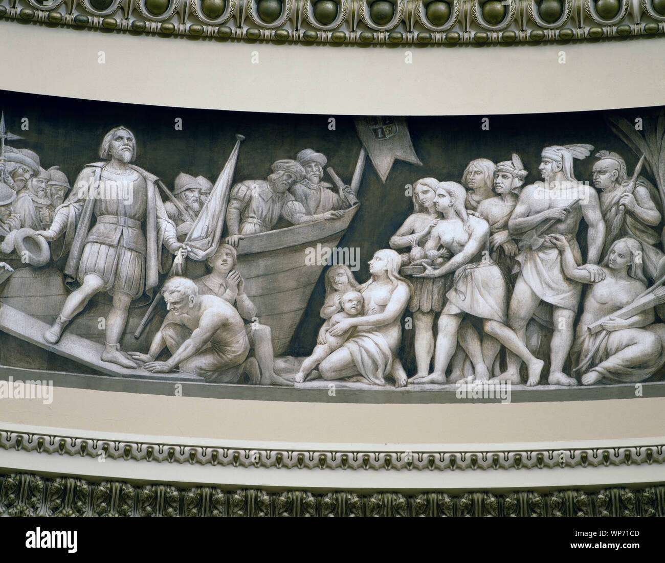 Landing of Columbus frieze in U.S. Capitol dome, Washington, D.C Stock ...