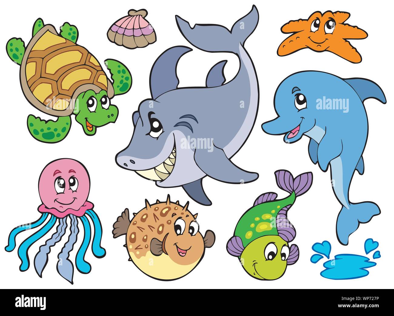 Happy sea animals collection Stock Vector Image & Art - Alamy